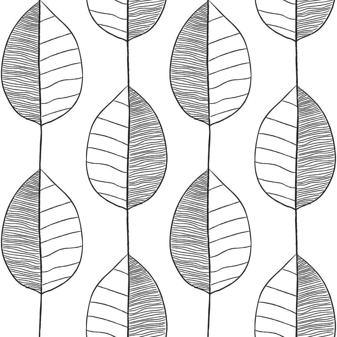 Sample of Fika Leaf Wallpaper in Black and White – I Love Wallpaper