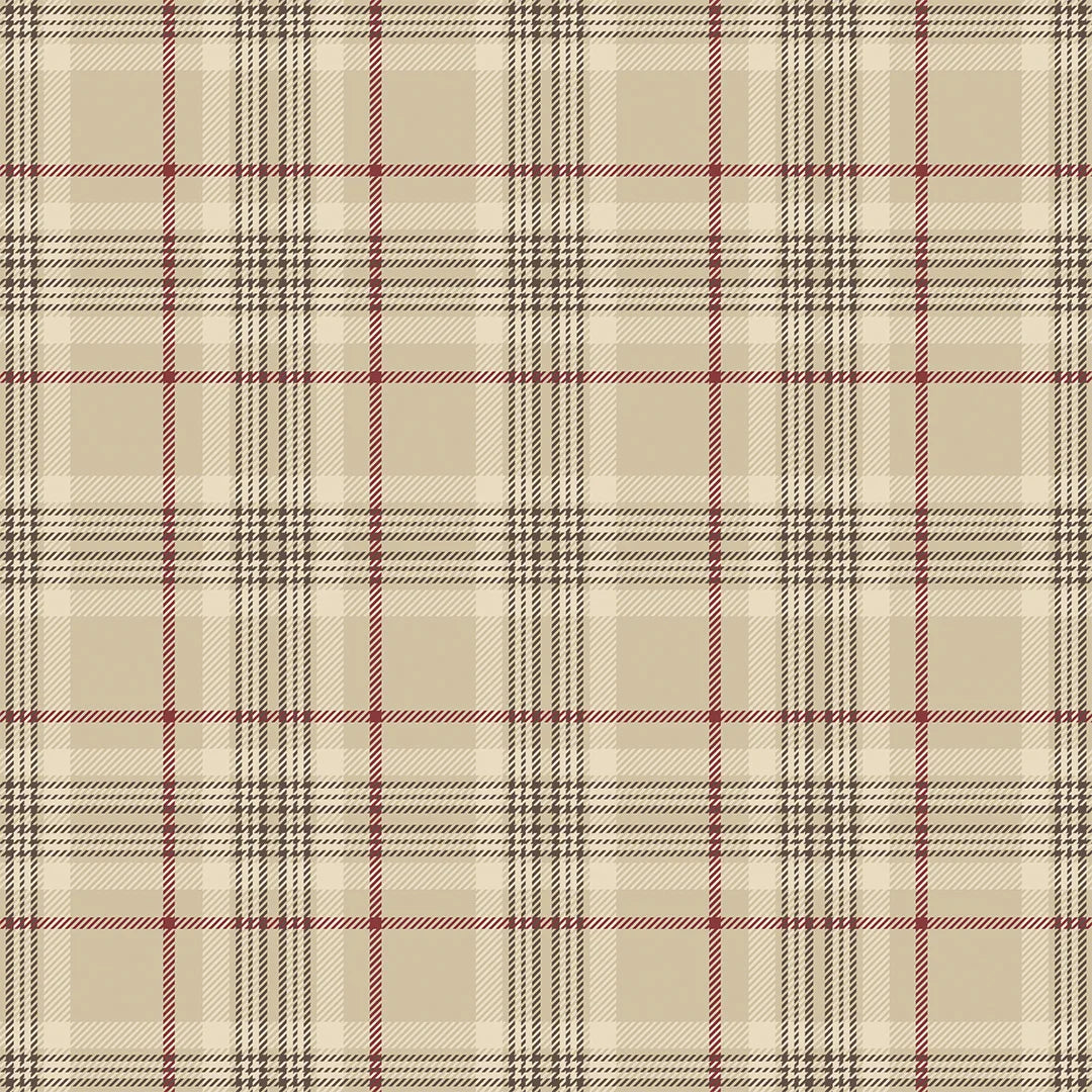 Traditional Check Wallpaper in Beige and Red – I Love Wallpaper