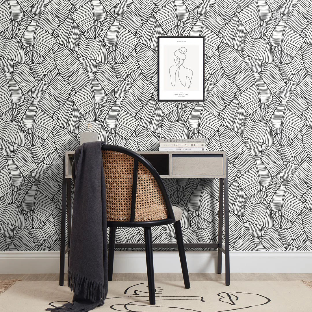 Banana Leaf Wallpaper in Mono – I Love Wallpaper