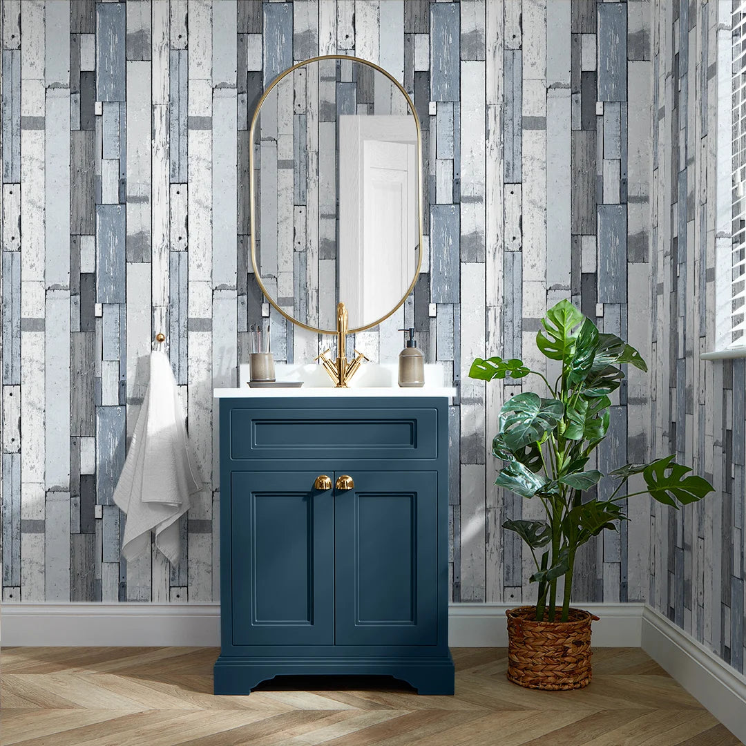 Reclaimed Wood Wallpaper in Blue – I Love Wallpaper