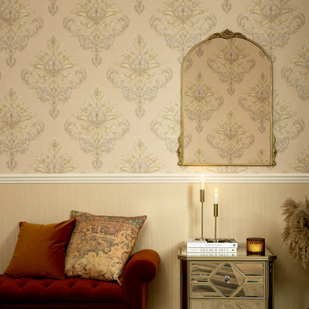 Jasmine Shimmer Wallpaper in Gold – I Love Wallpaper