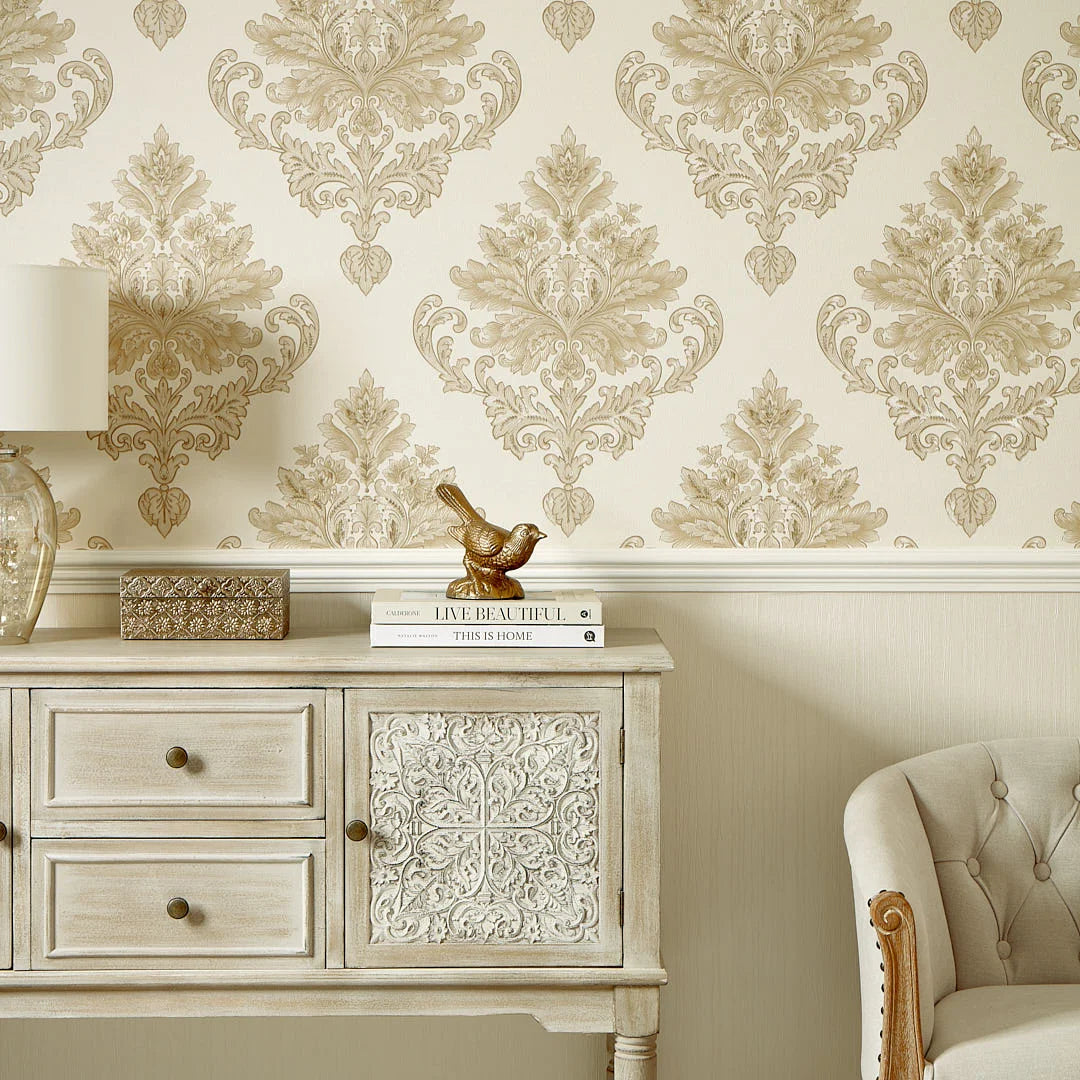 Jasmine Shimmer Wallpaper in Cream – I Love Wallpaper