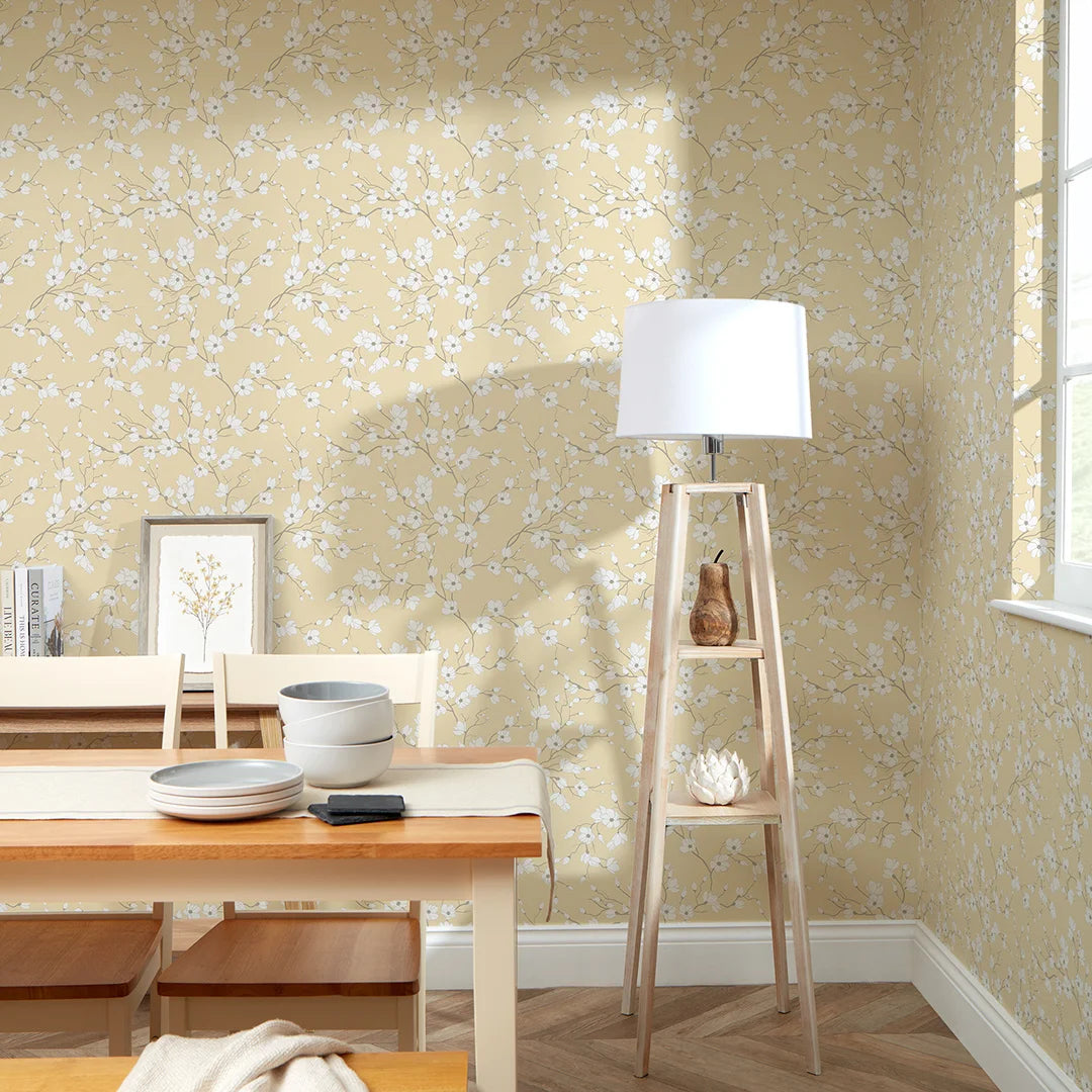 Spring Blossom Wallpaper in Yellow – I Love Wallpaper