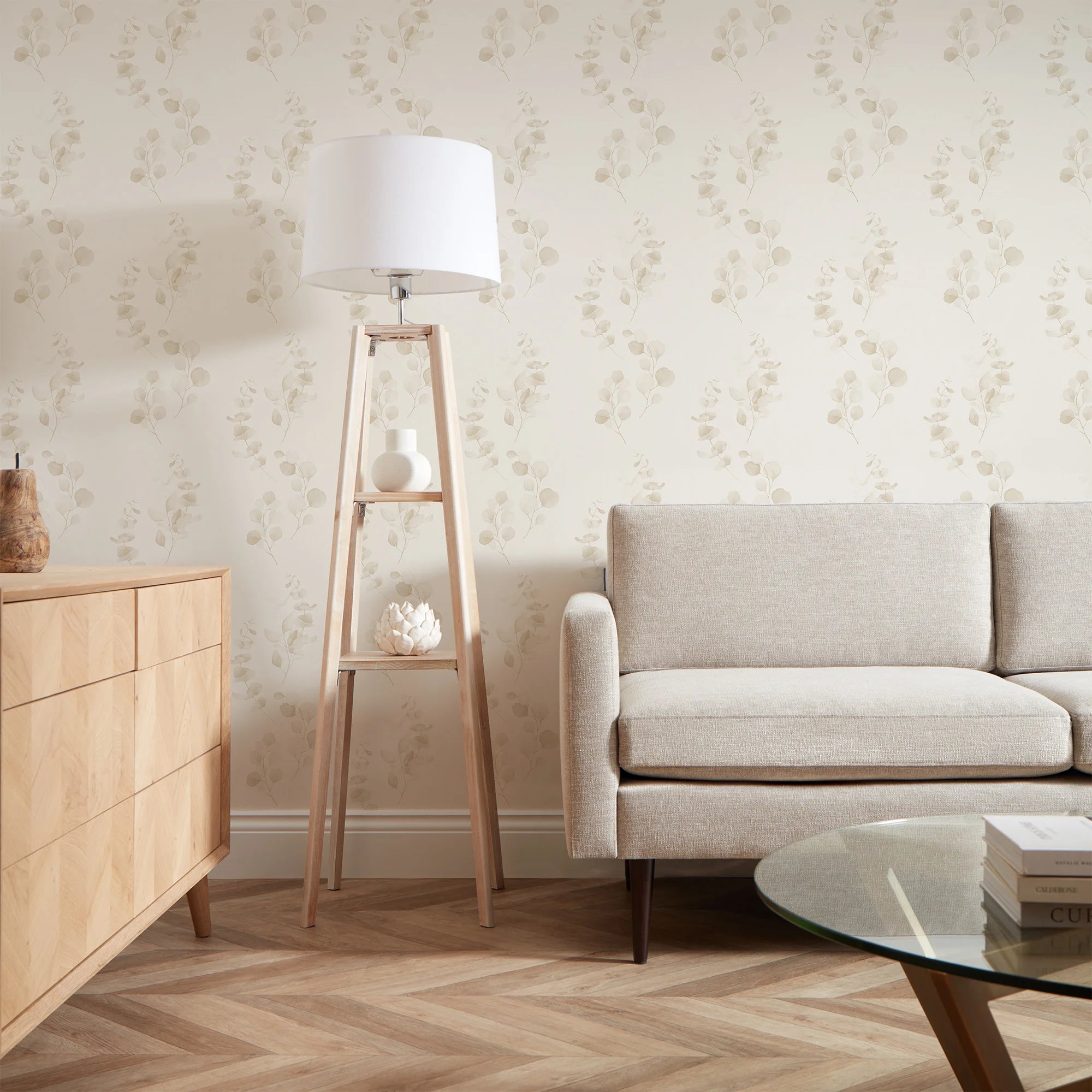 Trailing Eucalyptus Wallpaper in Warm Neutrals – I Love Wallpaper