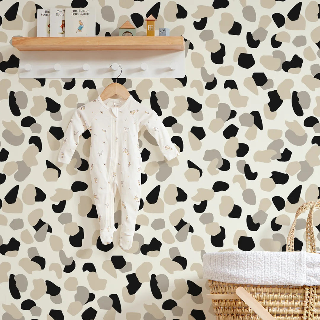 Abstract Spot Wallpaper in Neutrals and Black – I Love Wallpaper