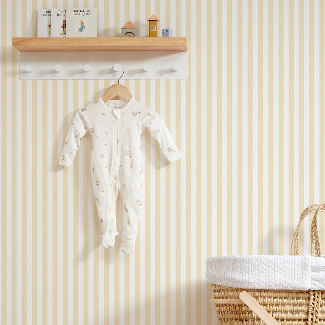 Classic Stripe Wallpaper in Lemon Yellow – I Love Wallpaper