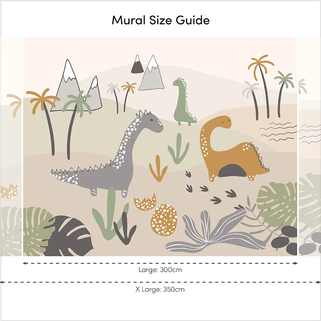 Friendly Dinos Full Wall Mural in Earthy Tones – I Love Wallpaper