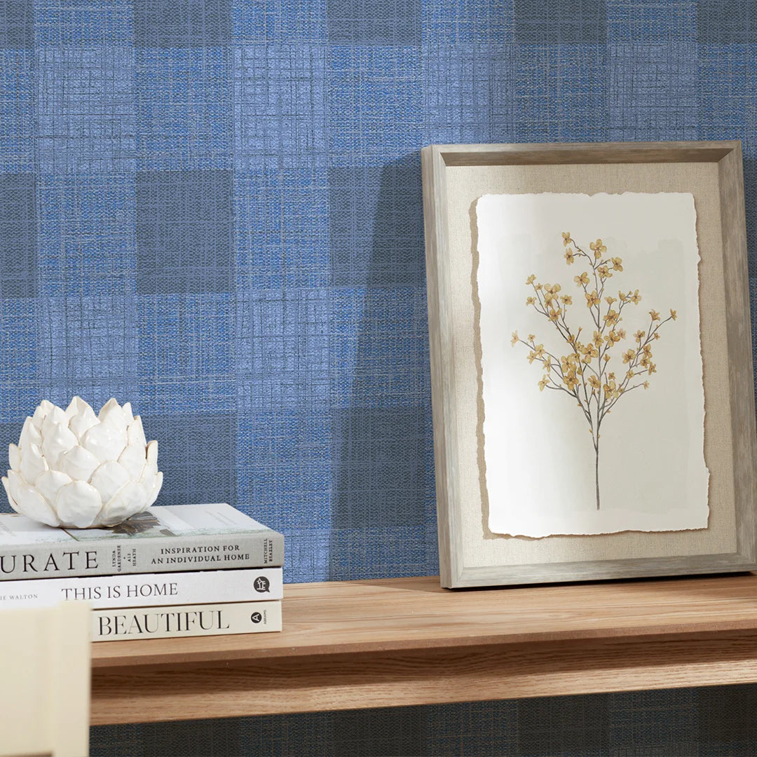 Isla Check Wallpaper in Navy and Silver – I Love Wallpaper