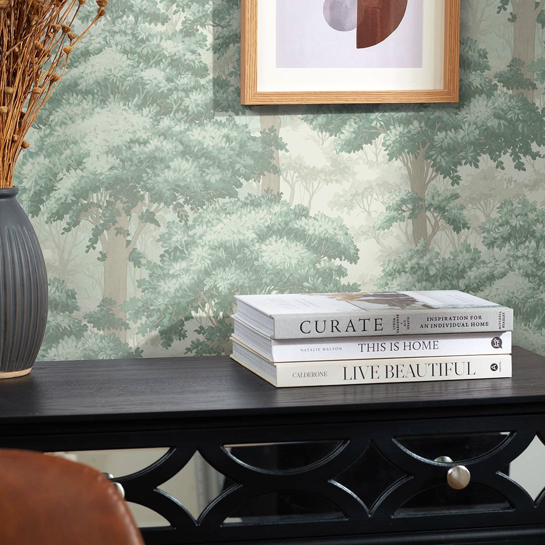 New Forest Toile Wallpaper in Green – I Love Wallpaper