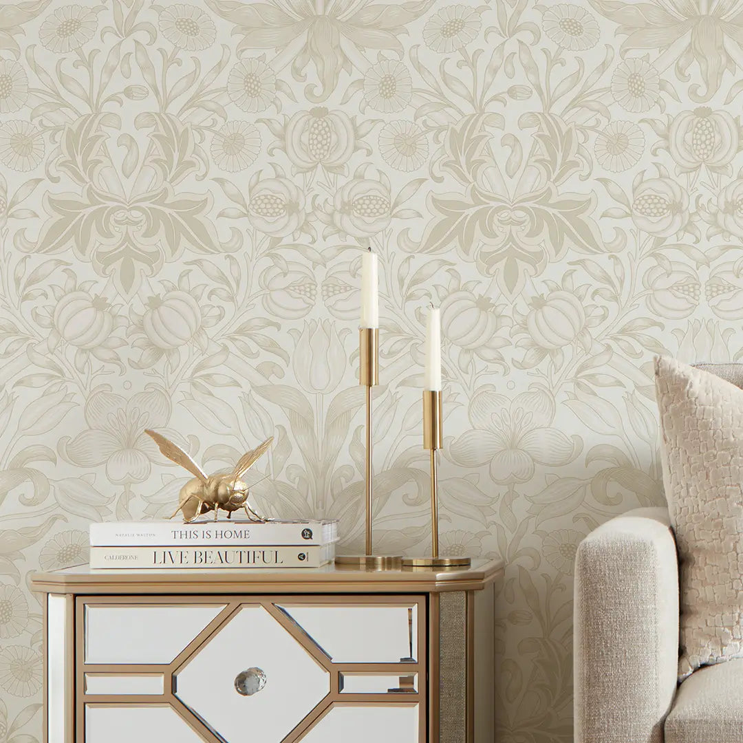 Pomegranate Grove Wallpaper in Soft Cream – I Love Wallpaper