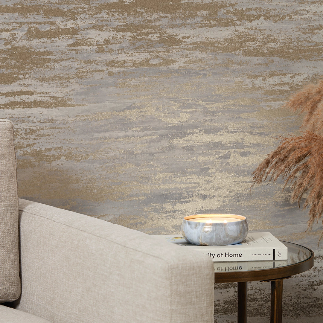 Seychelles Wallpaper in Warm Grey and Gold – I Love Wallpaper
