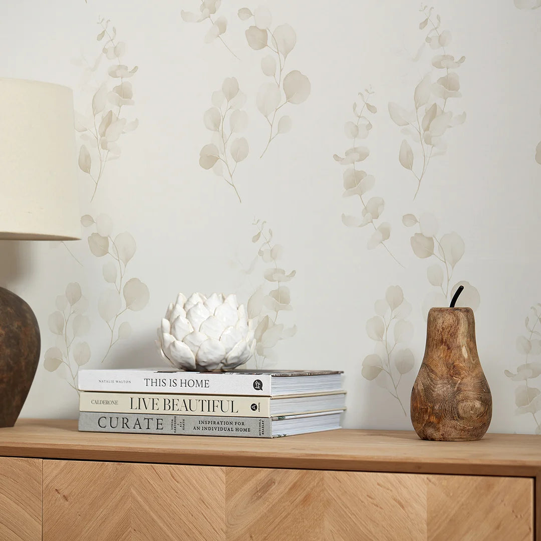 Trailing Eucalyptus Wallpaper in Warm Neutrals – I Love Wallpaper