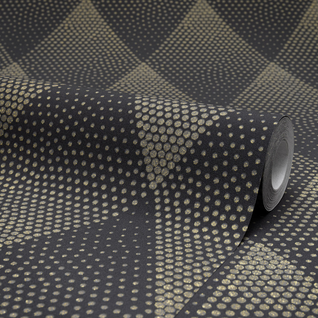 Diamond Burst Geometric Wallpaper in Black & Gold – I Love Wallpaper