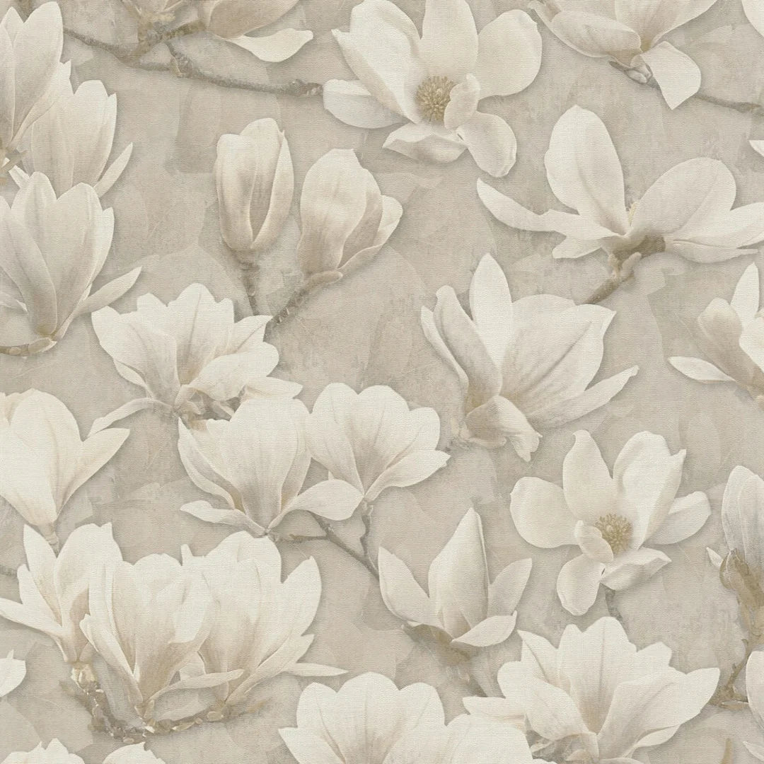 Sample of Gentle Blossoms Wallpaper in White on Grey – I Love Wallpaper