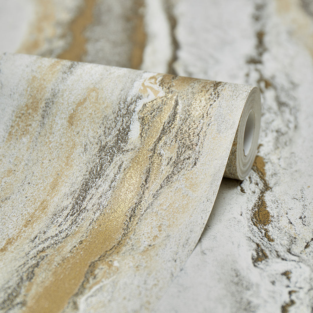 Zion Metallic Wallpaper in Grey and Gold – I Love Wallpaper