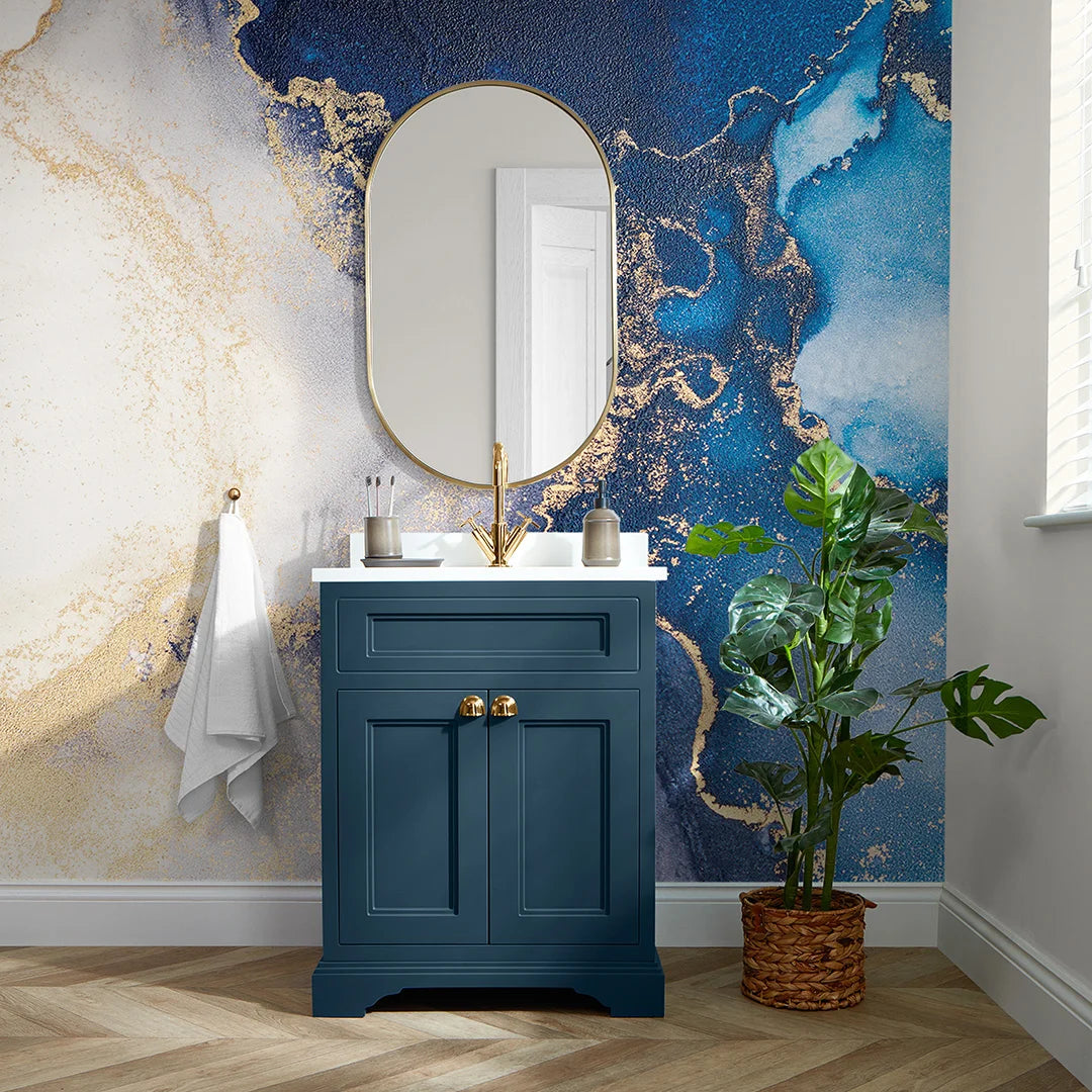 Amalfi Mural in Navy and Gold – I Love Wallpaper