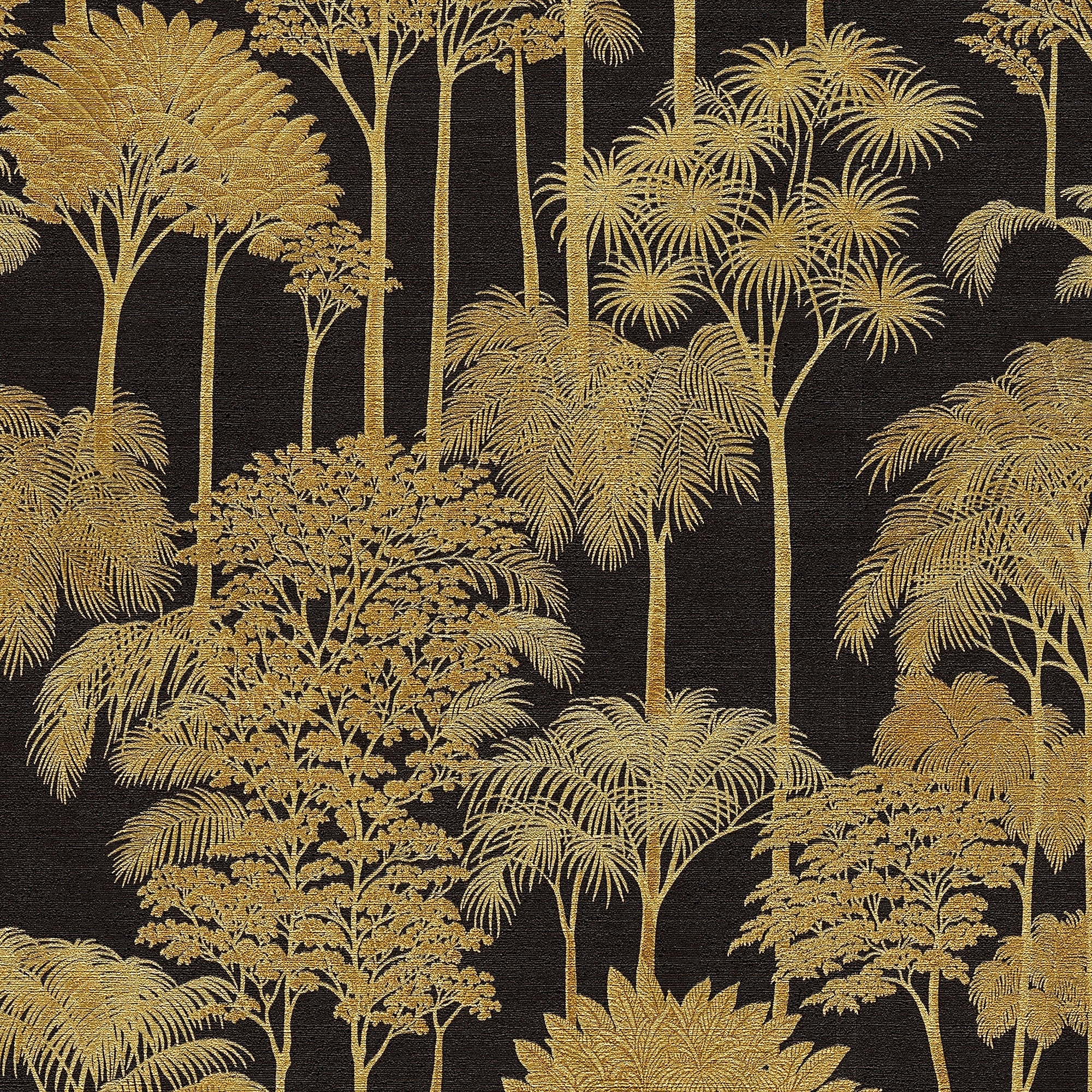 Sample of Canopy View Wallpaper in Gold on Charcoal – I Love Wallpaper