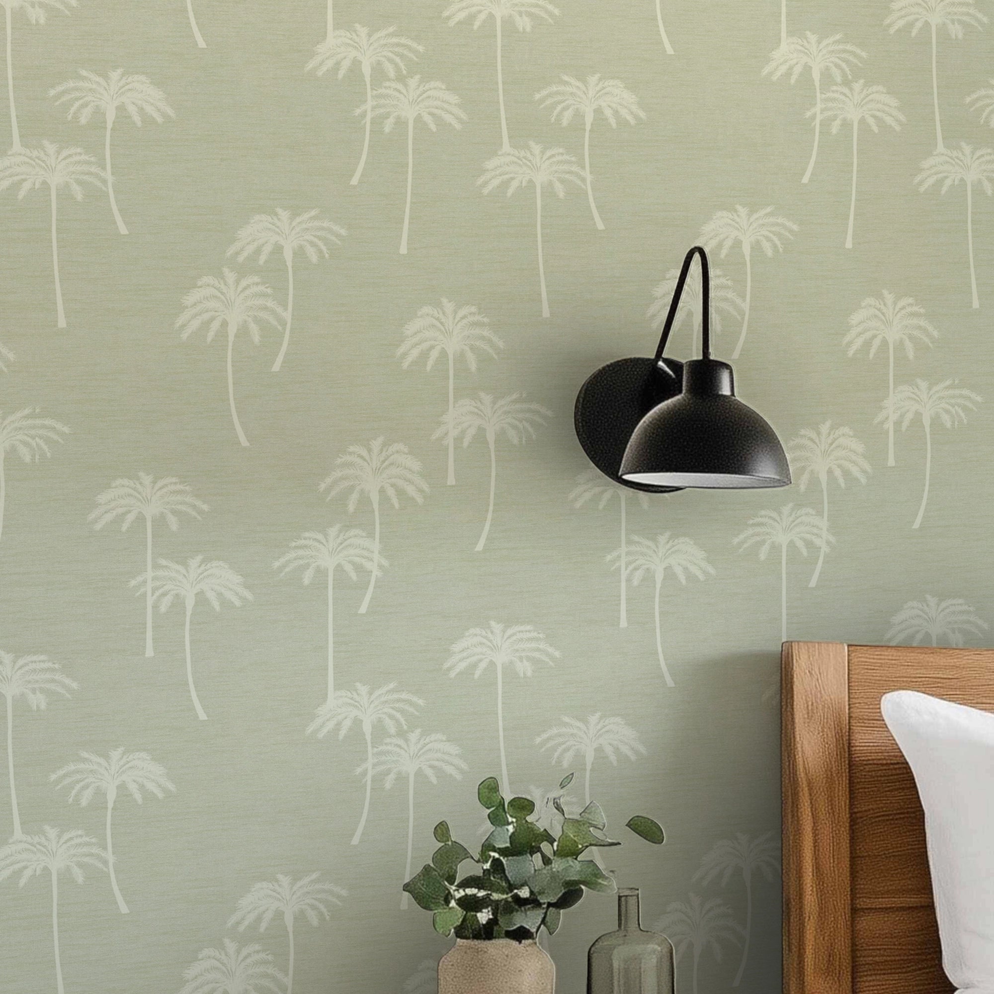 Delicate Palm Wallpaper in Sage – I Love Wallpaper