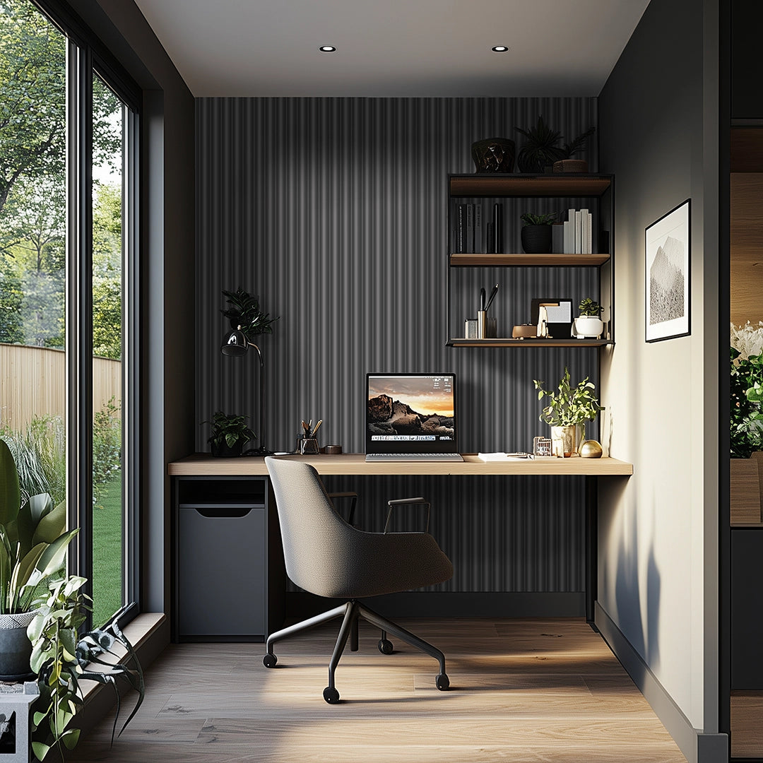 Fluted Panel Wallpaper in Charcoal – I Love Wallpaper