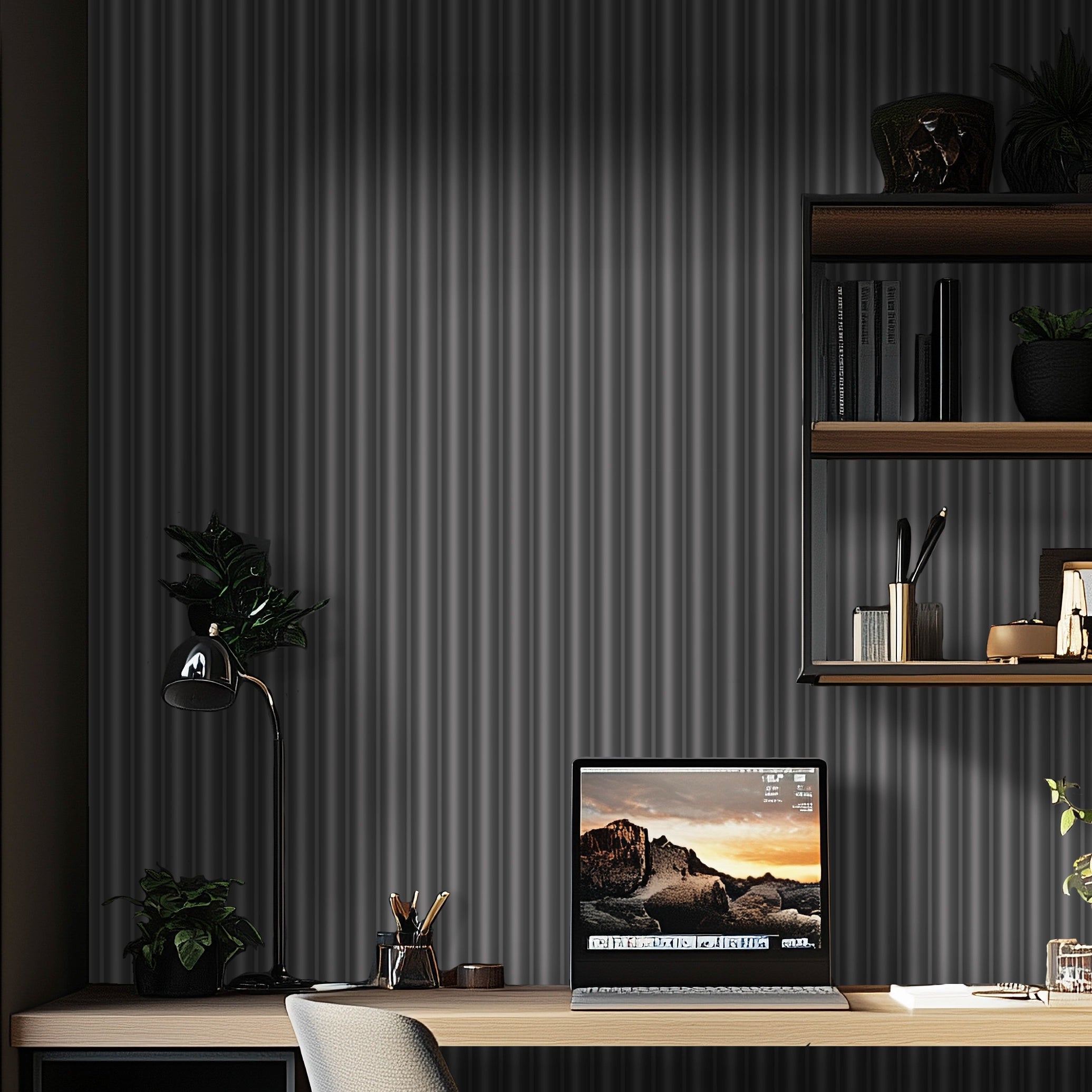 Fluted Panel Wallpaper in Charcoal – I Love Wallpaper
