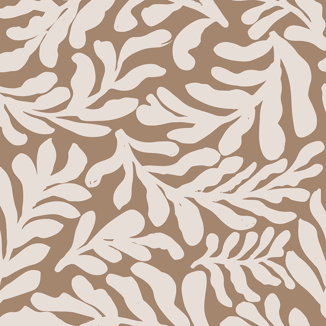 Sample of Coral Leaf Wallpaper in Mocha – I Love Wallpaper