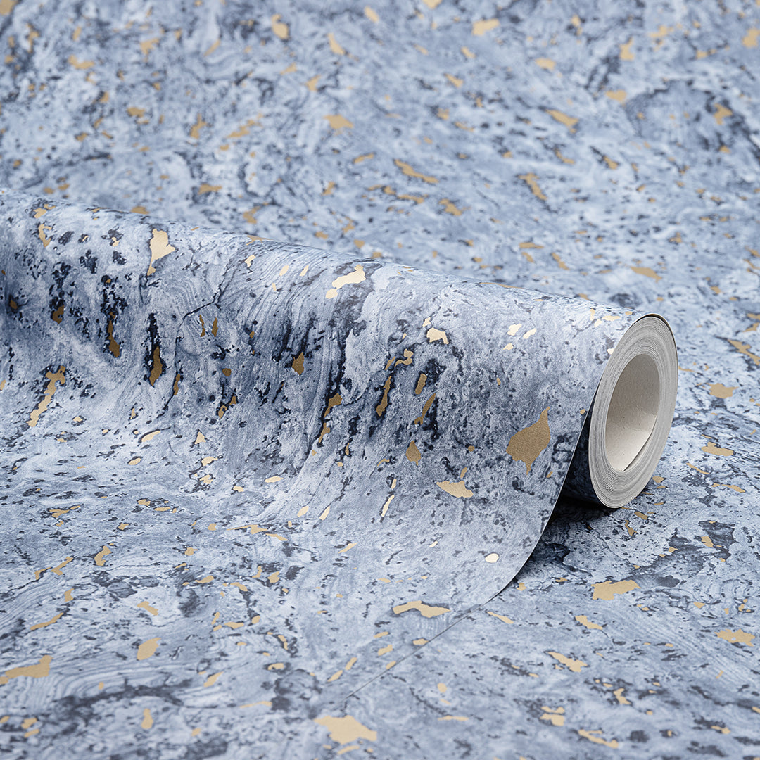 Milan Metallic Cork Wallpaper in Navy – I Love Wallpaper