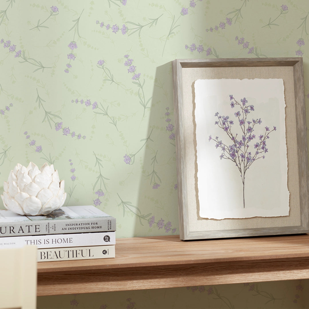 Lavender Cascade Wallpaper in Sage – I Love Wallpaper