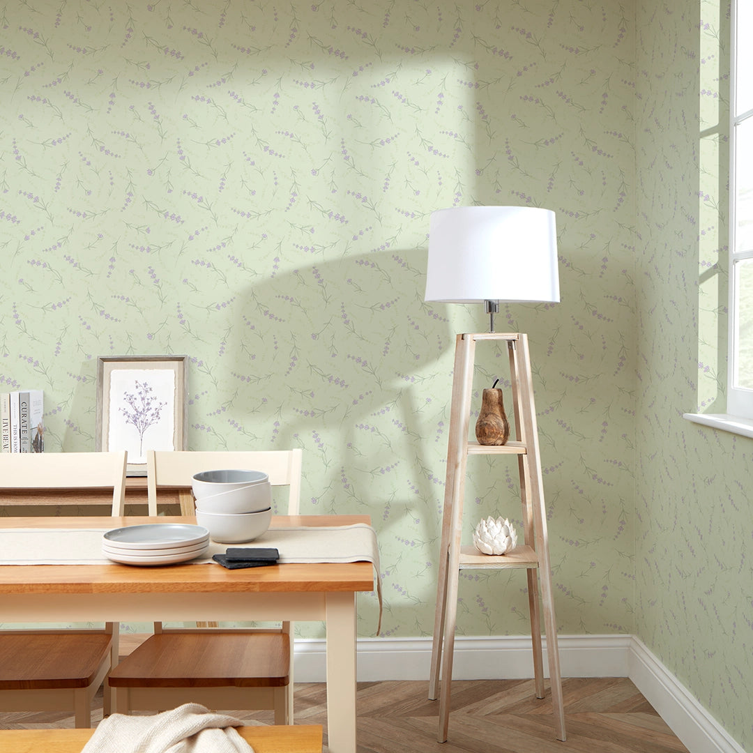 Lavender Cascade Wallpaper in Sage – I Love Wallpaper