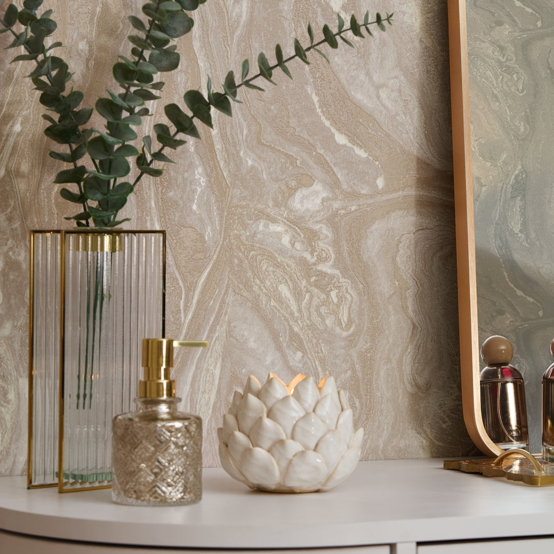 Monsoon Metallic Wallpaper in Warm Grey and Taupe – I Love Wallpaper