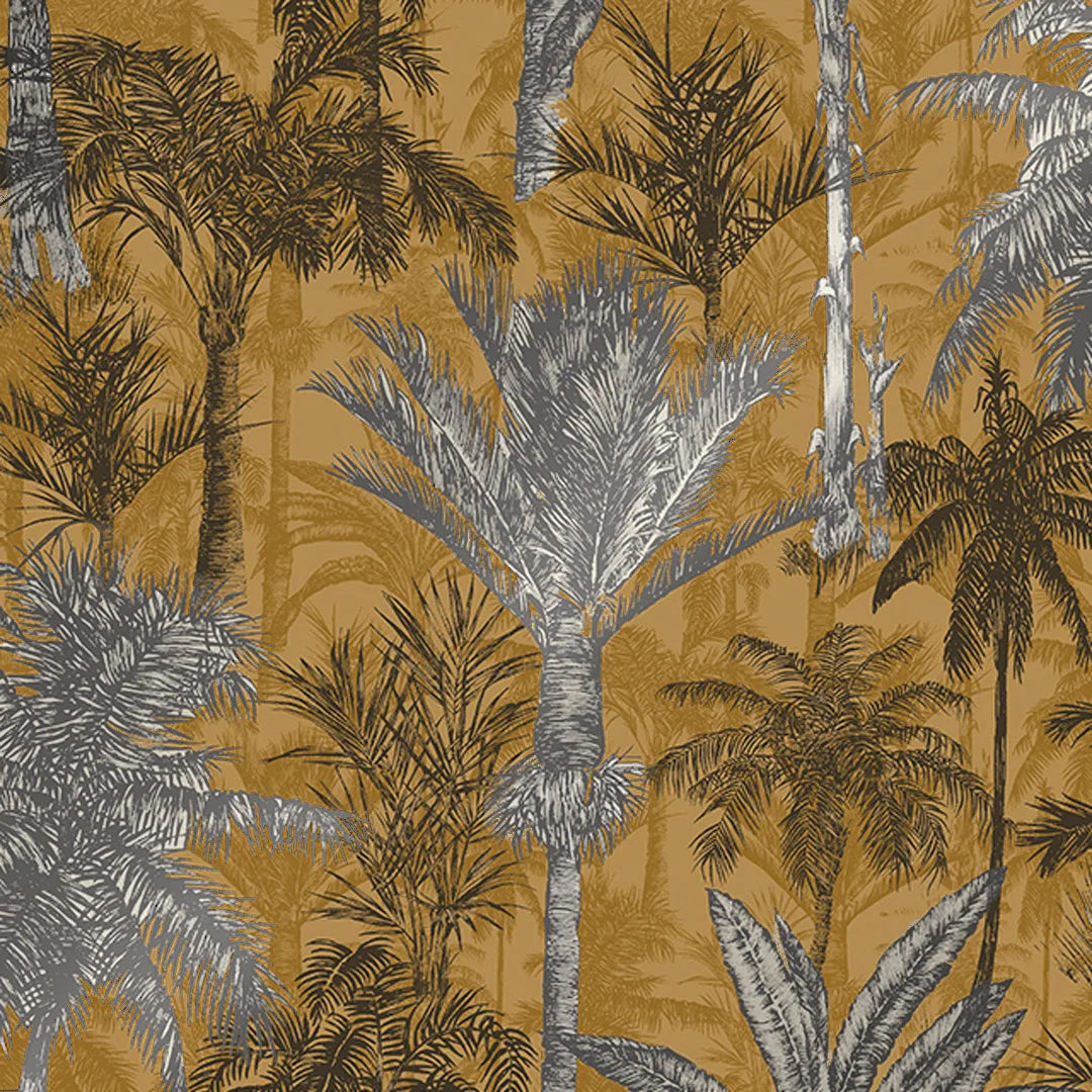Palmetto Tropical Wallpaper in Yellow – I Love Wallpaper