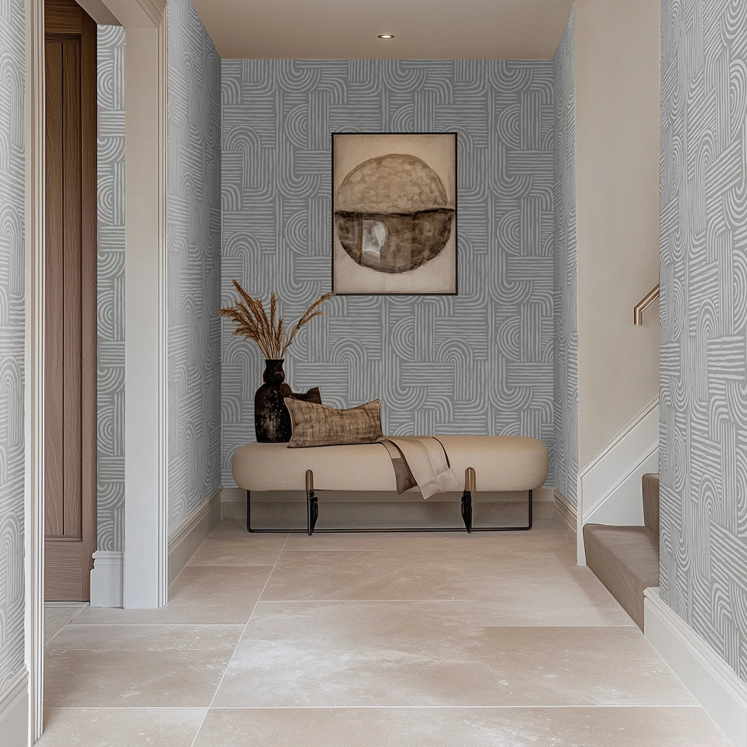 Raffia Curves Wallpaper in Warm Grey – I Love Wallpaper