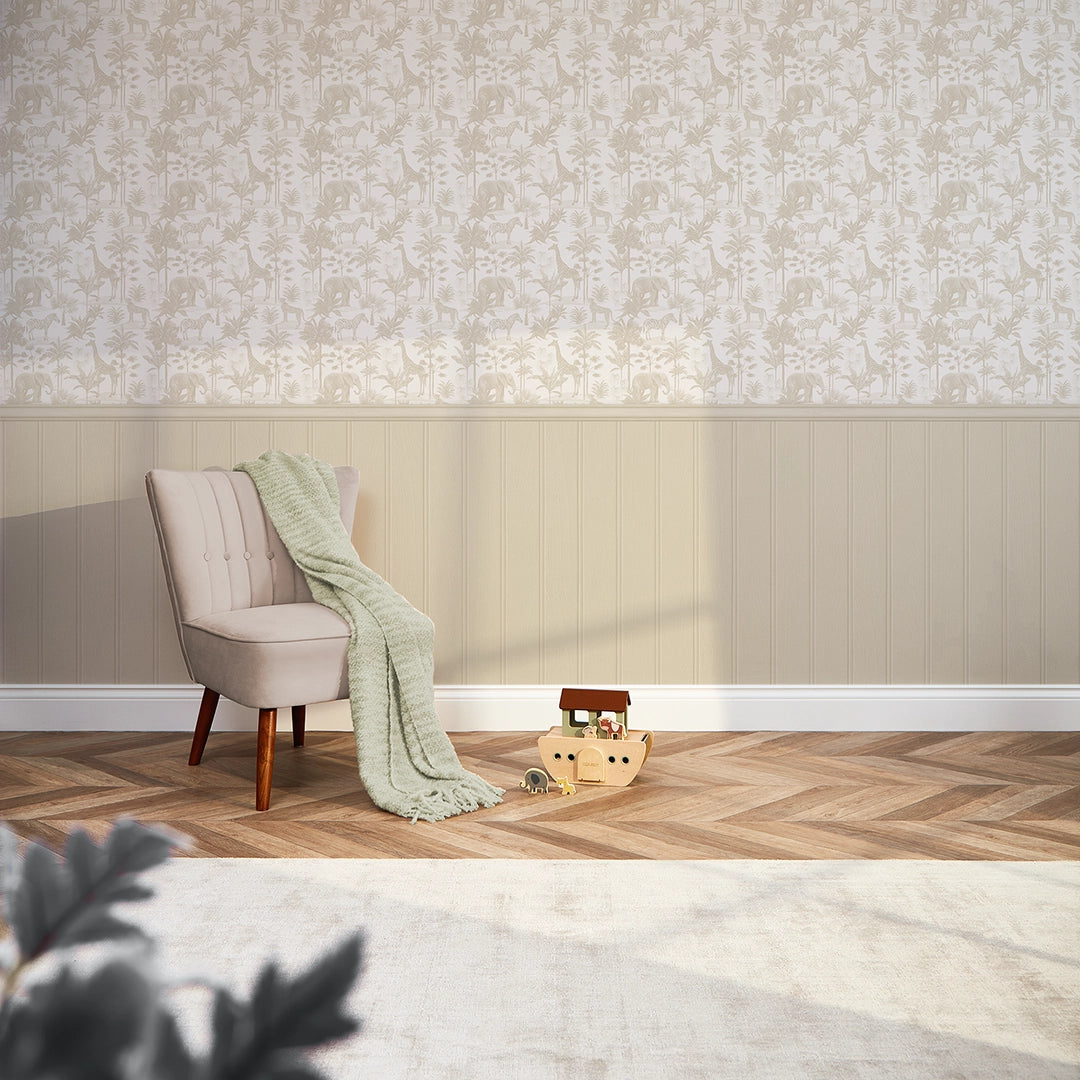 Sample of Vintage Explorer Panel Wallpaper in Neutral with Neutral Pan ...