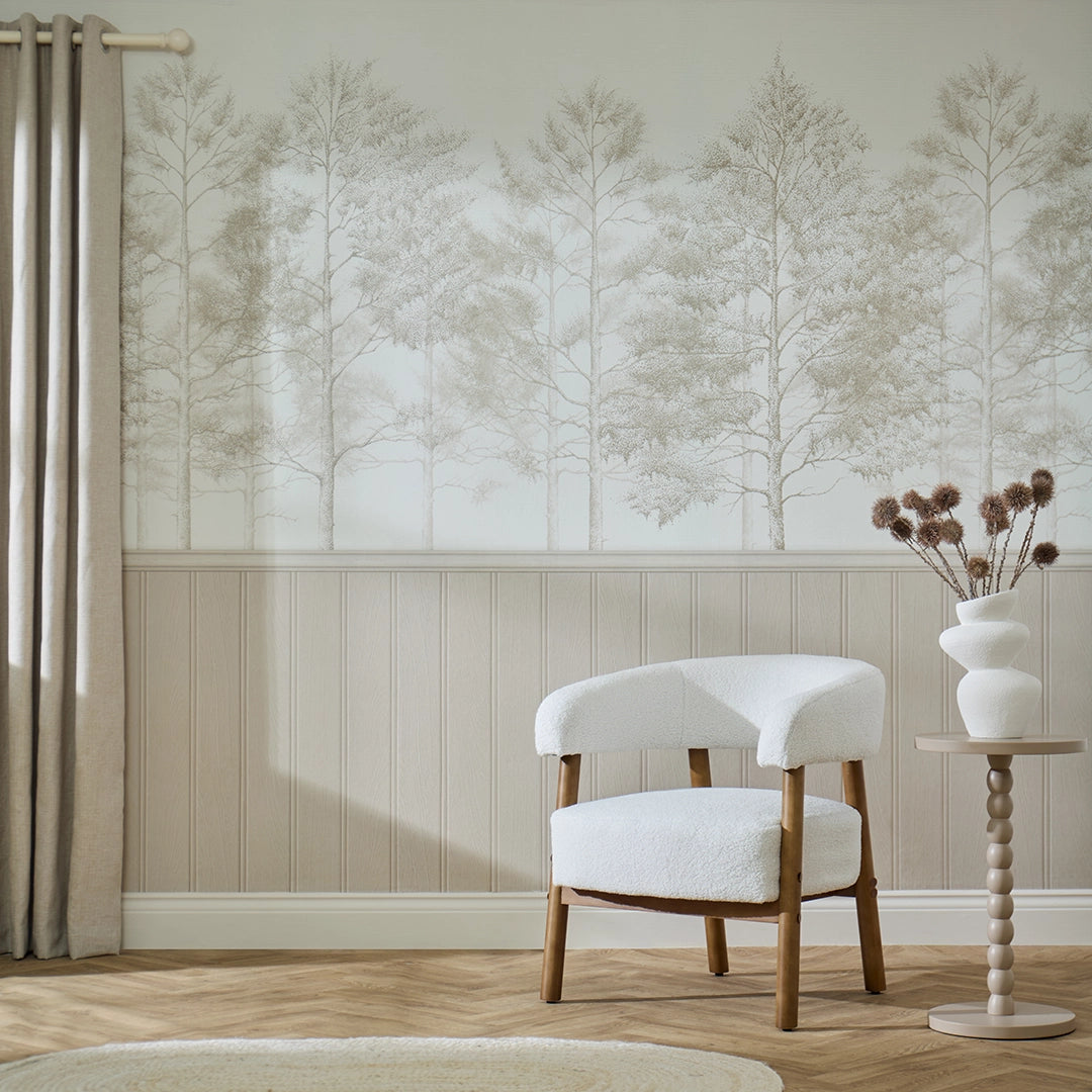 Woodland Whisper Panel Wallpaper in Cream – I Love Wallpaper