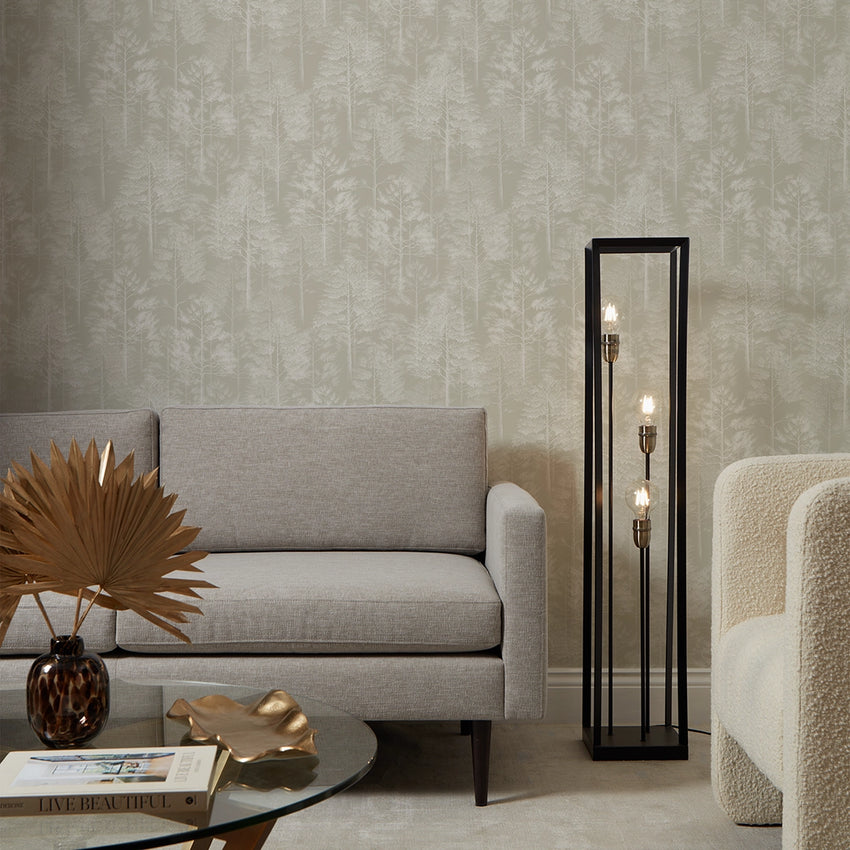 Woodland Whisper Wallpaper in Greige and White – I Love Wallpaper